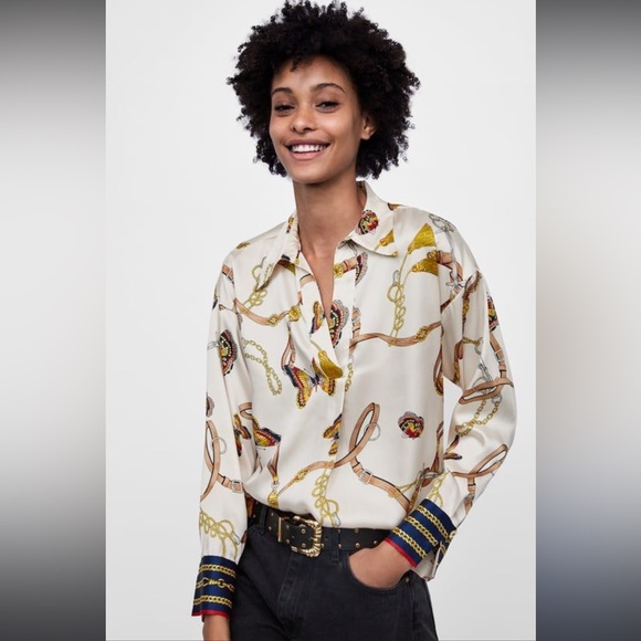 Zara | Tops | Zara Butterfly Chain Blouse | Poshmark